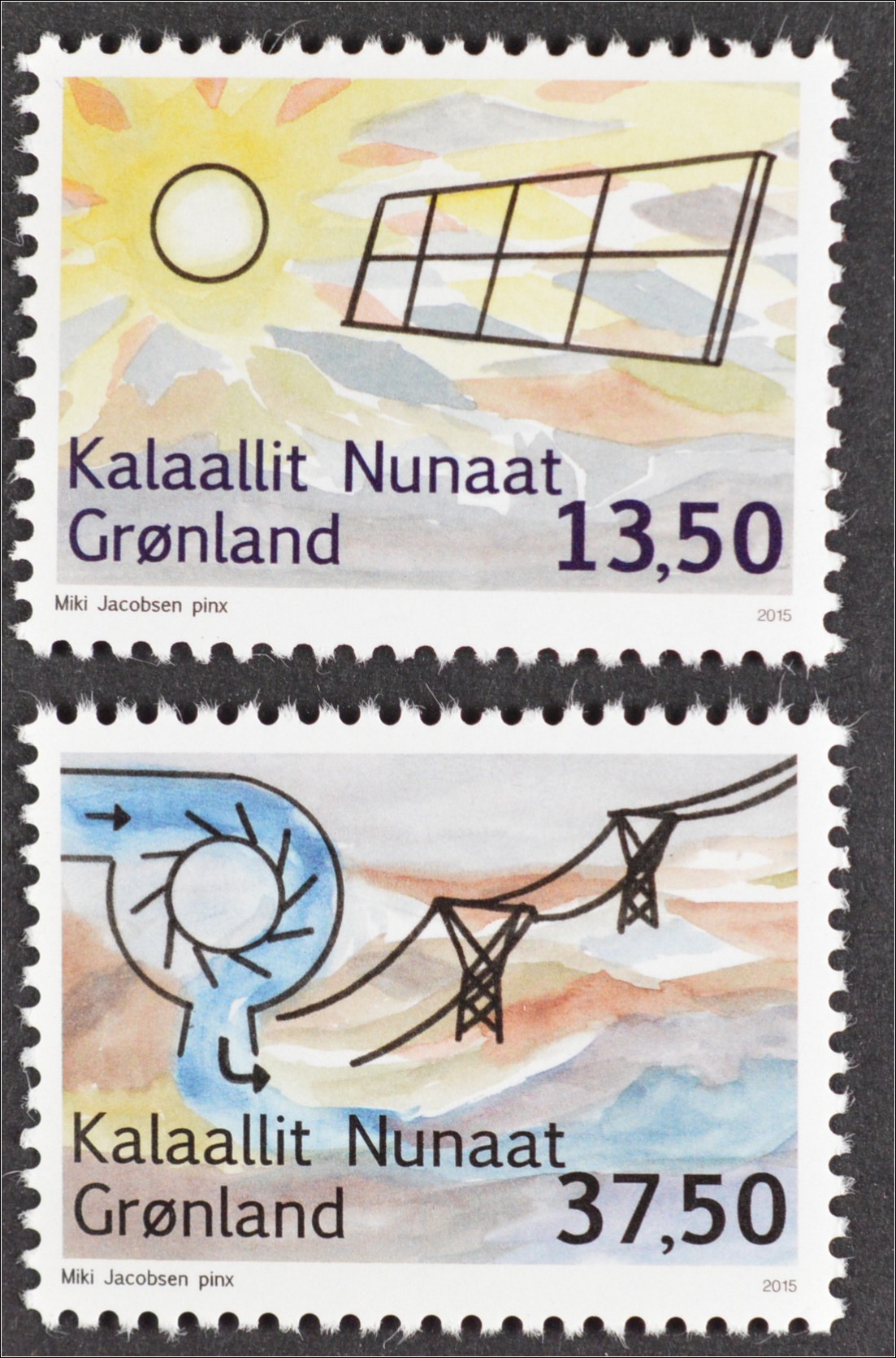Grönland Greenland 2015 Michel Nr. 707-08 Erneuerbare Energien (I) Miki ...