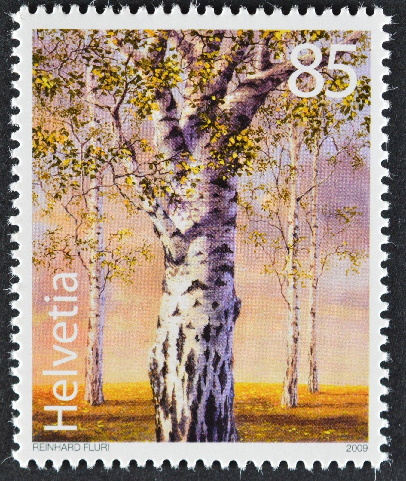 Schweiz 2009 Michel Nr. 2103-05 Alte Bäume Birke Betula sp. Eiche Weide ...