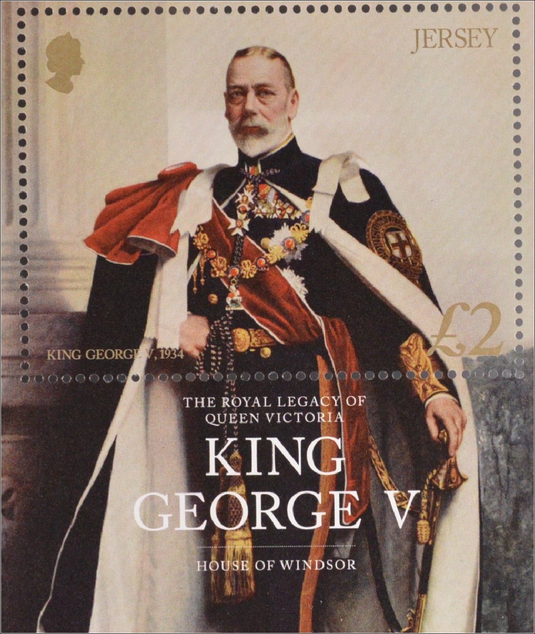Jersey 2016 Block 138 80. Todestag von König Georg V. Portrait Gemälde ...