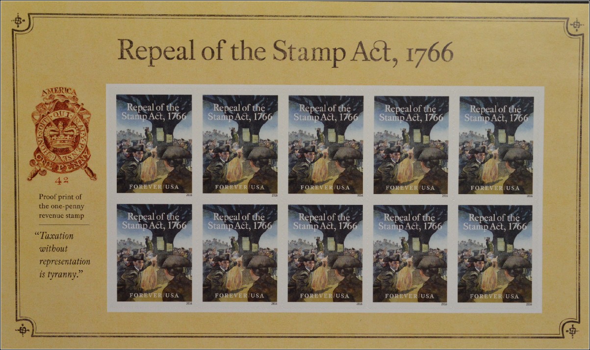 USA 2016 Nr. 5238 Repeal Stamp Act 1766 Taxation without representation ...