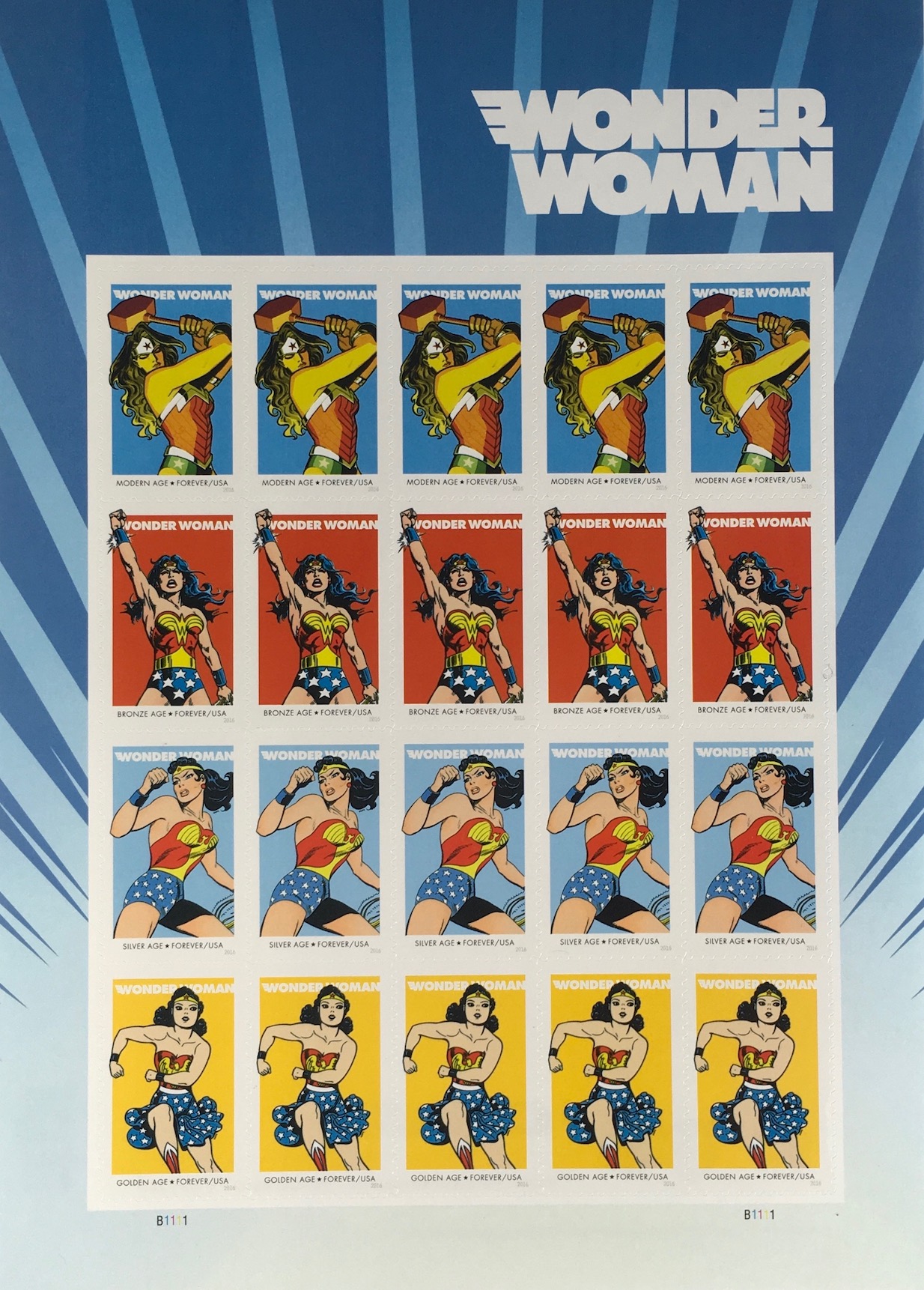 USA Amerika 2016 Kleinbogen Nr. 5341-44 Comicfigur Wonder Woman Golden ...