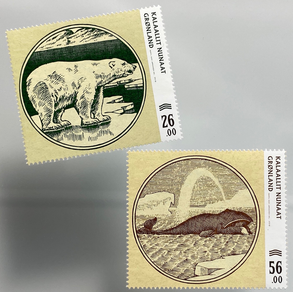 Grönland 2019 Nr. 819-20 Banknoten Kronenscheine mit Eisbär und ...