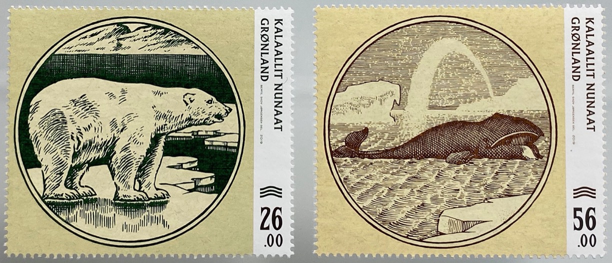 Grönland 2019 Nr. 819-20 Banknoten Kronenscheine mit Eisbär und ...