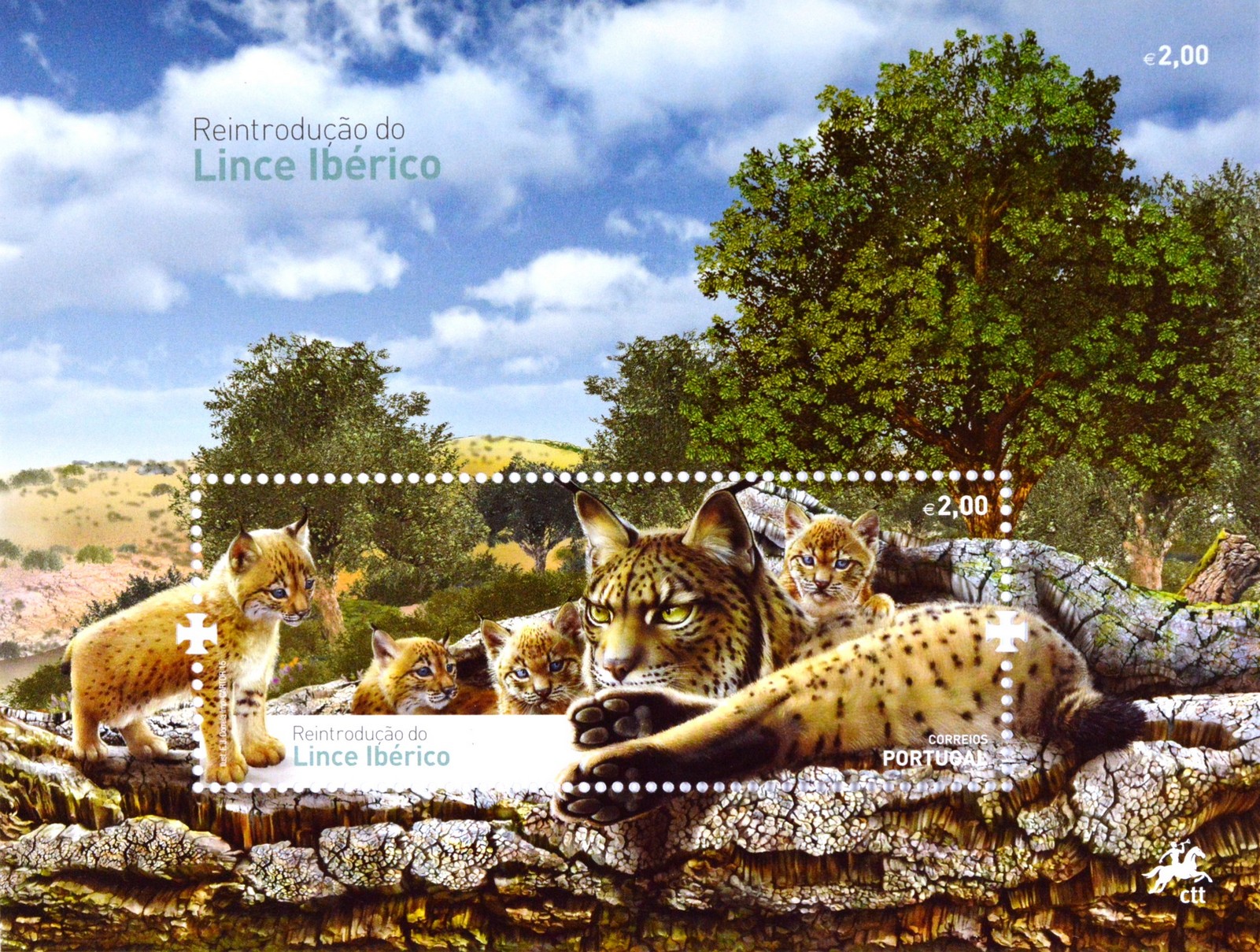 Portugal 2015, Block 374, Iberischer Luchs / Pardellluchs, Blockausgabe ...